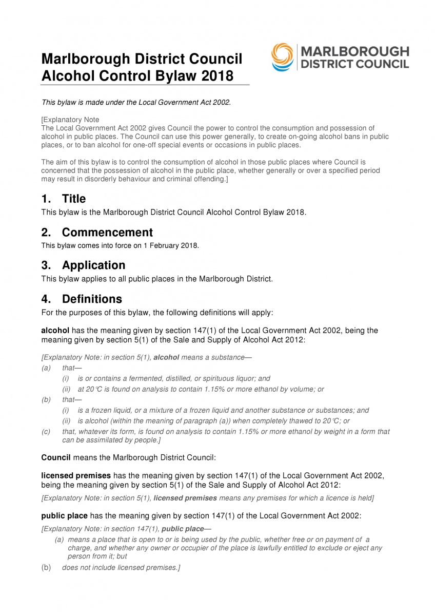 Alcohol_Control_Bylaw2018 - 1. RESOLUTION TO SPECIFY PUBLIC PLACES - 2 ...